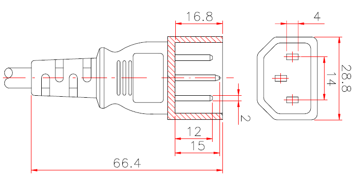 IEC 60320 C14 3-Pin Straight AC Connector, 10A 250V_Products | AC power cord, plugs, sockets and ...